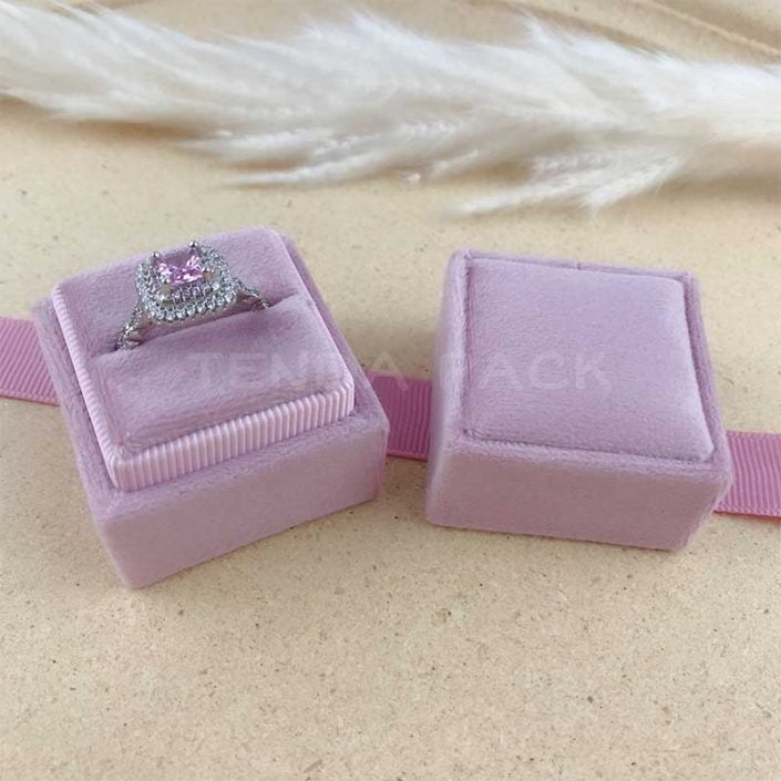 Dusty Pink Square Velvet Ring Boxes - Custom Packaging | Boxes | Bags ...
