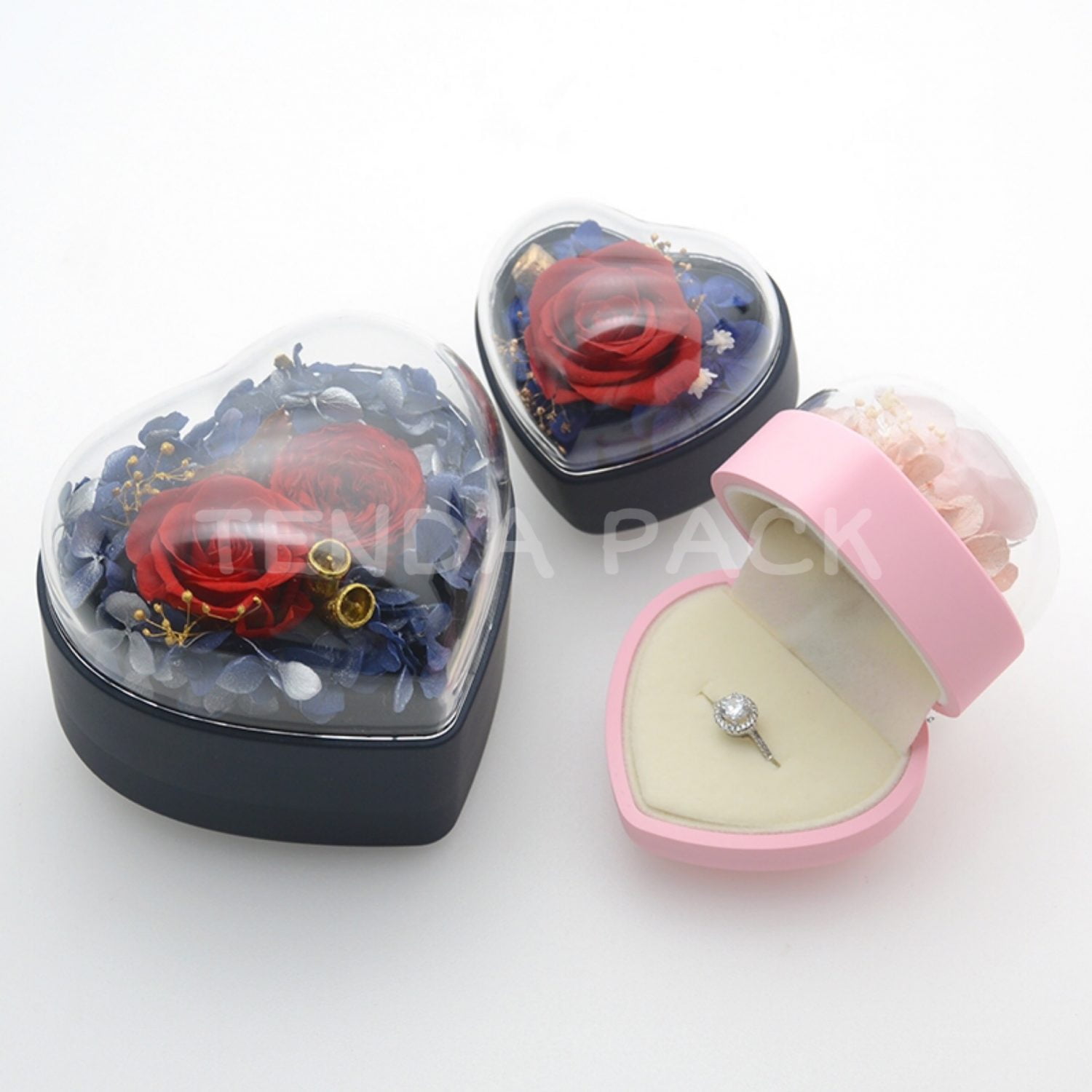 Heart Shape Preserved Flower Jewelry Ring Boxes - Custom Packaging ...