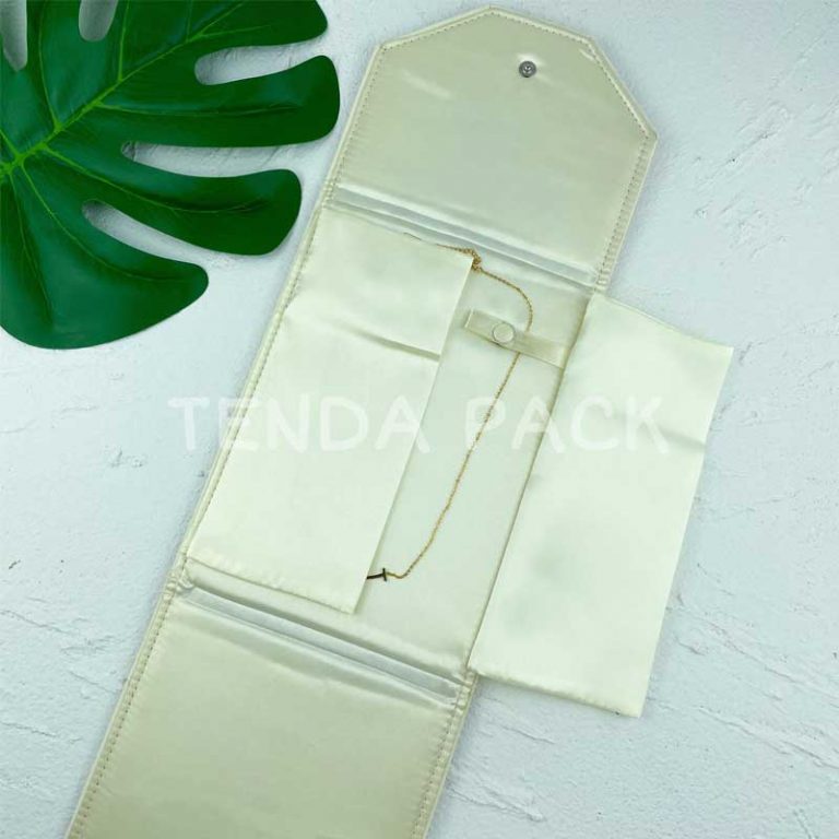 Leatherette Pearl Folders Necklace Pouch Display - Custom Packaging ...